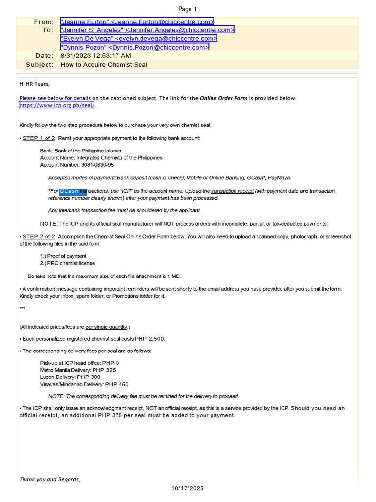 How To Acquire Chemist Seal | PDF | Receipt | Service Industries