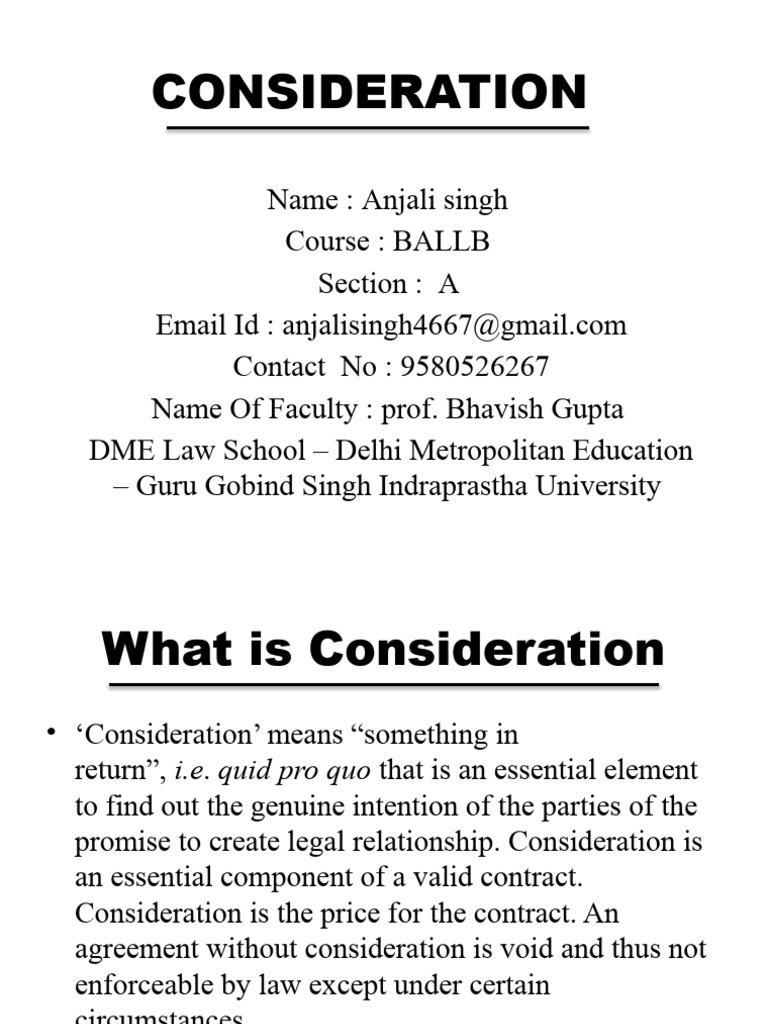Consideration | PDF | Consideration | Civil Law (Legal System)