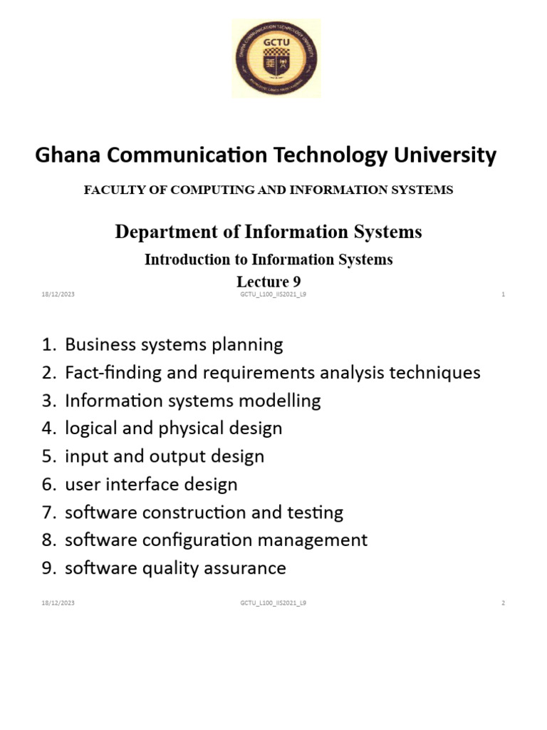 Introduction To Information System - Level 100 - Lecture 9 | PDF ...
