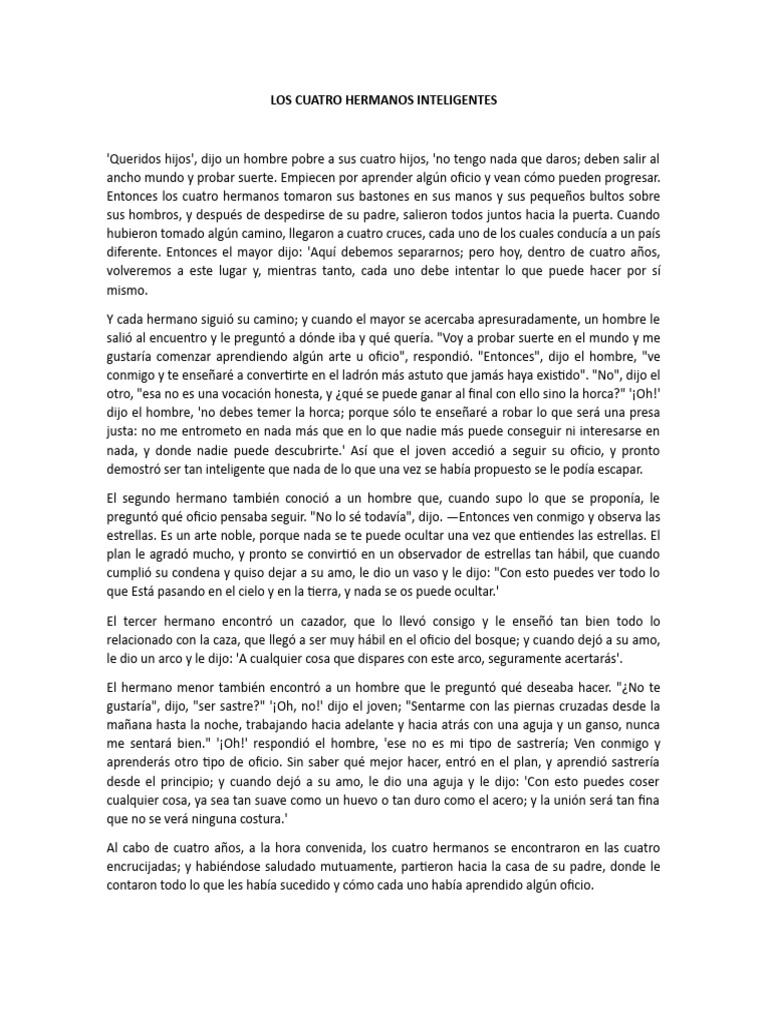 Los Cuatro Hermanos Ingeniosos | PDF | Libros para adolescentes