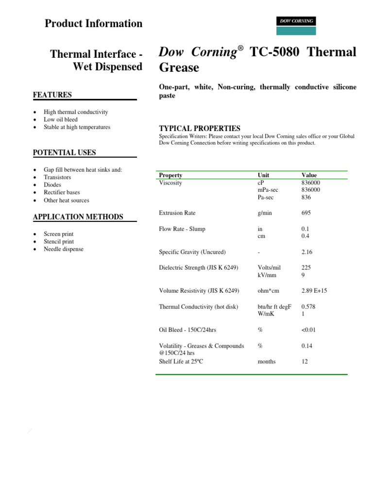 Dow Corning | PDF | Electrical Resistivity And Conductivity | Electrical Engineering