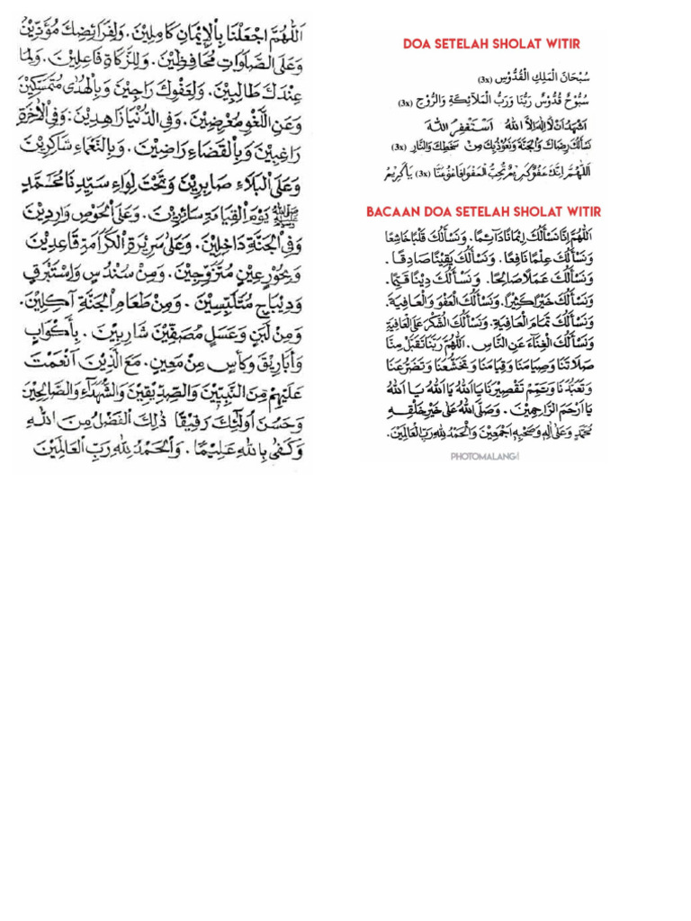 Doa Tarawih Dan Witir | PDF