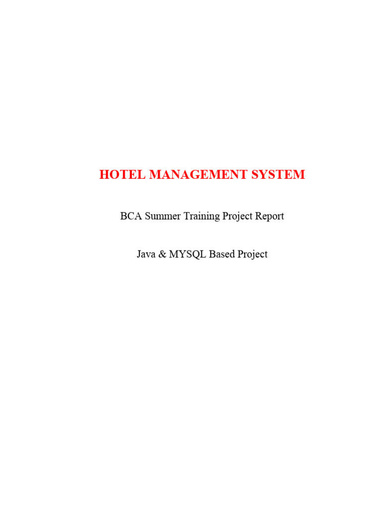 Hotel Management System JAVA + MySQL Summer Training Project For BCA ... Hotel Management System JAVA + MySQL Summer Training Project For BCA ...