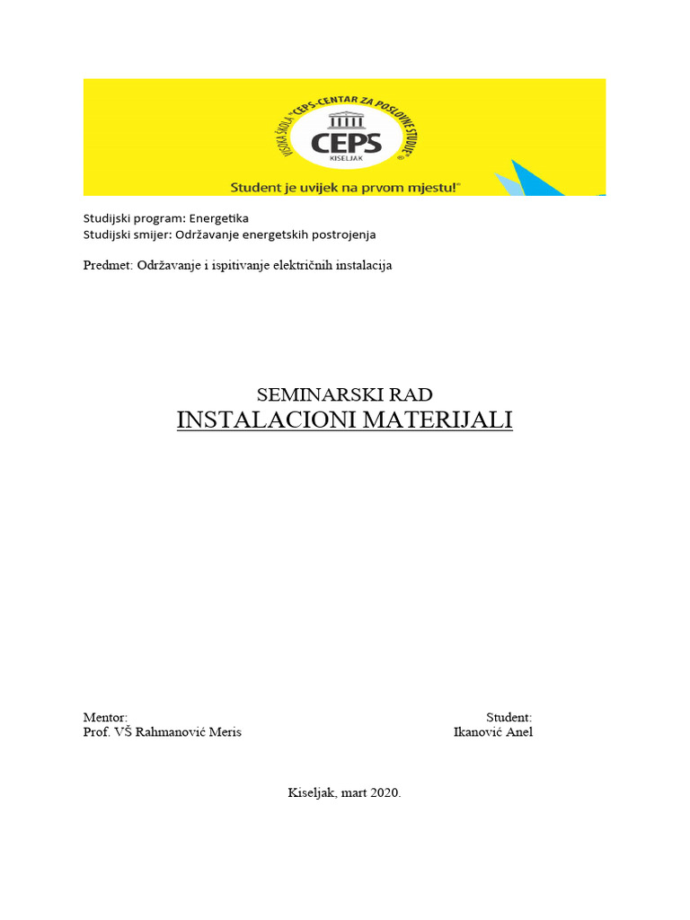 Instalacioni Materijali | PDF