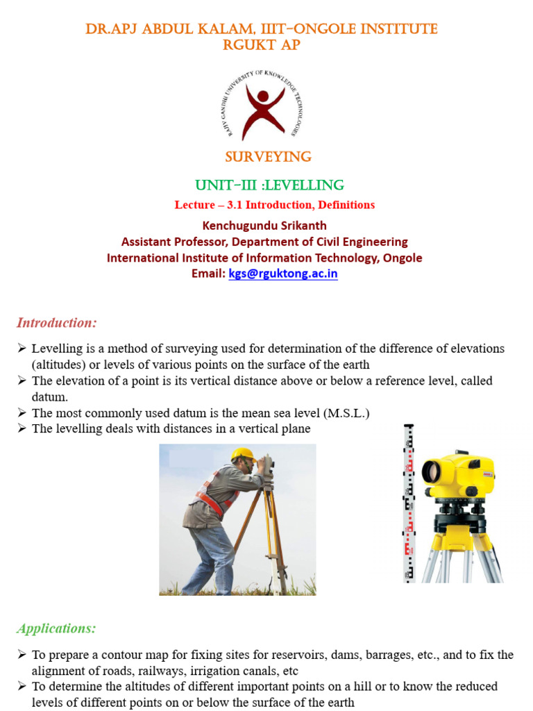 Surveying 3.1 Levelling Introduction Definitions - 101157 | Download ... Surveying 3.1 Levelling Introduction Definitions - 101157 | Download ...