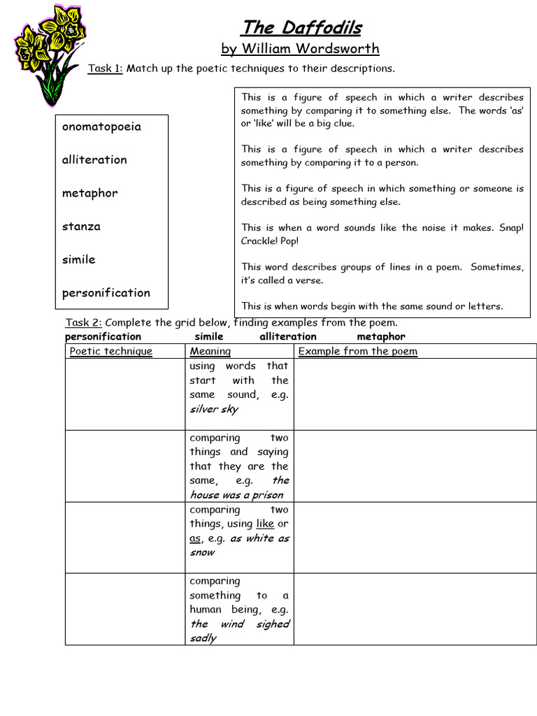 The daffodils sheet | PDF