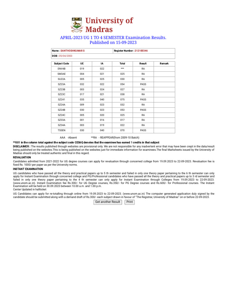 Https Exam - Unom.ac - in Results Ugresultpage - Asp | PDF | Computing