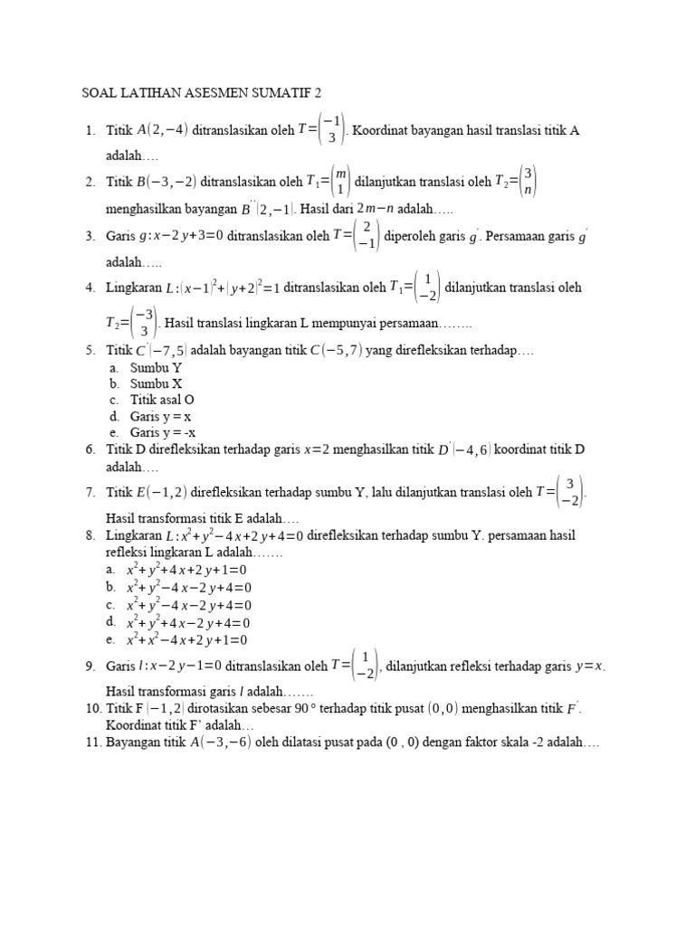 Soal Latihan Asesmen Sumatif 2 | PDF