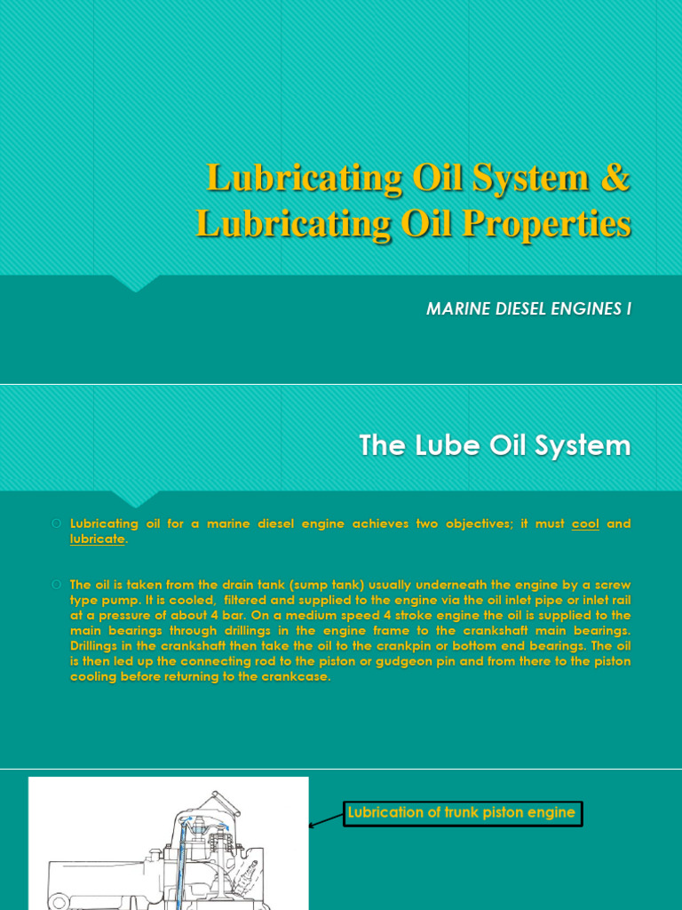 Lub Oil System and Lub Oil Properties | PDF | Piston | Internal Combustion Engine