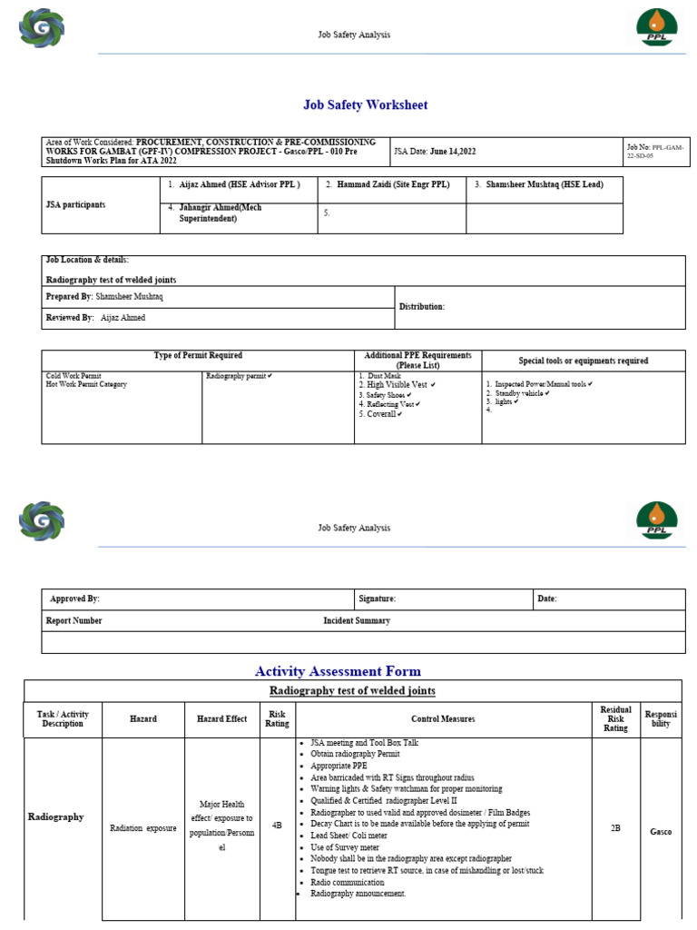 5 Jsa Radiography Test Pdf Safety Occupational Safety And Health