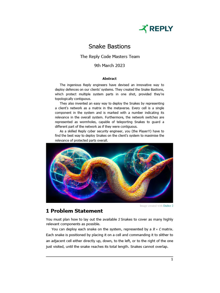 Reply Code Challenge 2023 - Standard Edition - Problem Statement | PDF ...