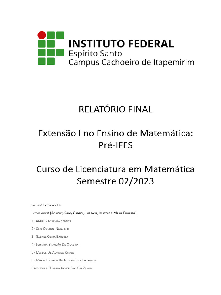 Cópia De Modelo De Relatório Final 2 1 Docx Pdf Educação à
