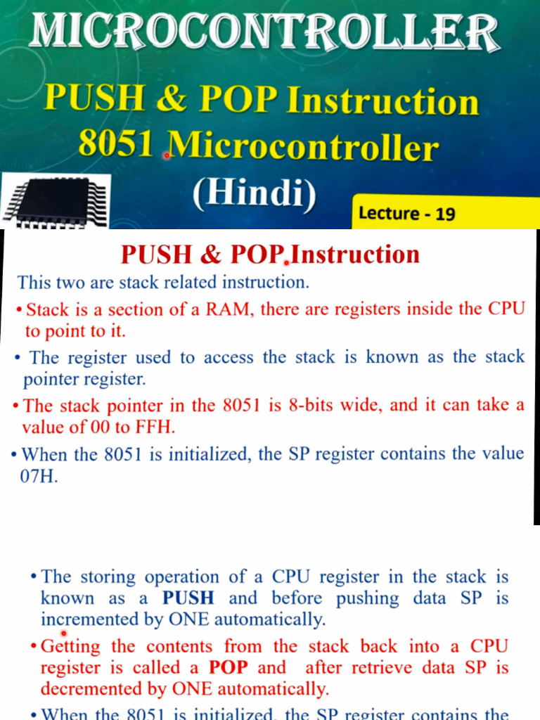 Push Andvpop Instructions In 8051 Microcontroller Pdf Computer Architecture Computer