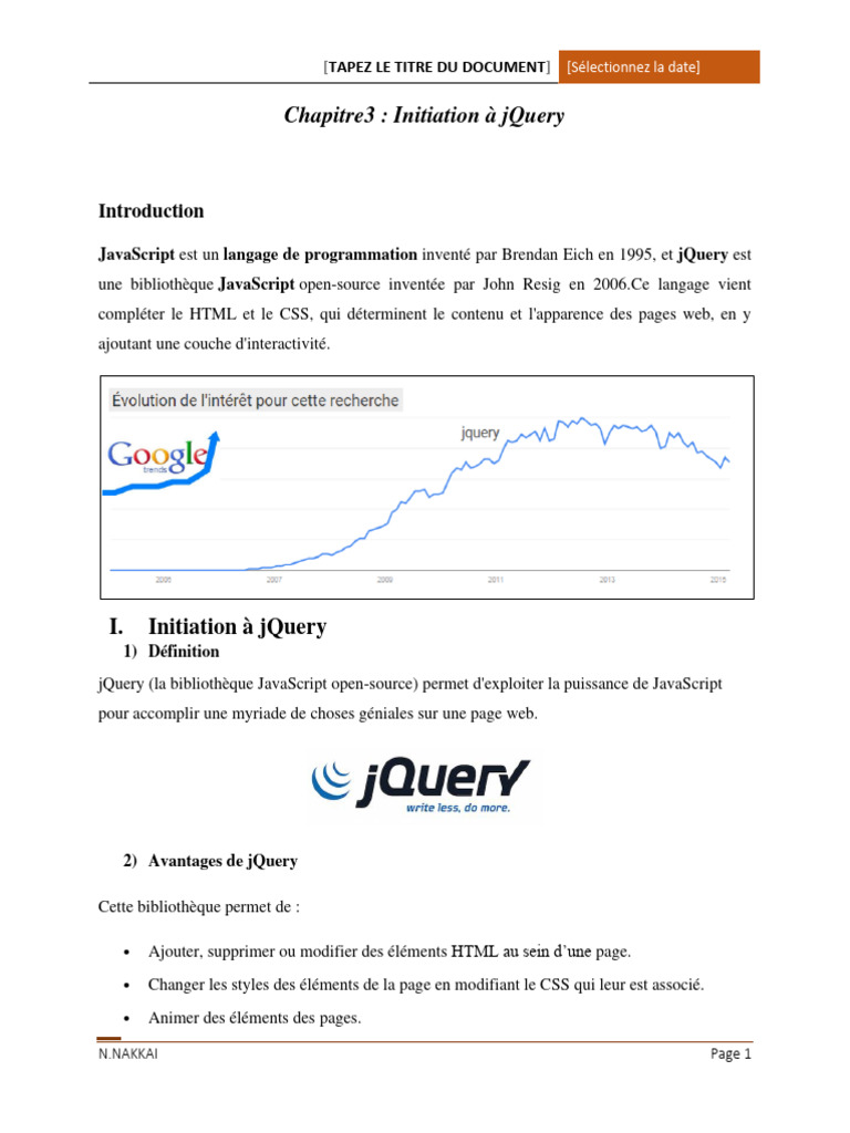 Introduction à jQuery et ses fonctions | PDF | JavaScript | Ajax ...