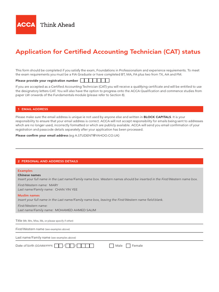acca-cat-form | PDF | Accountant | Business
