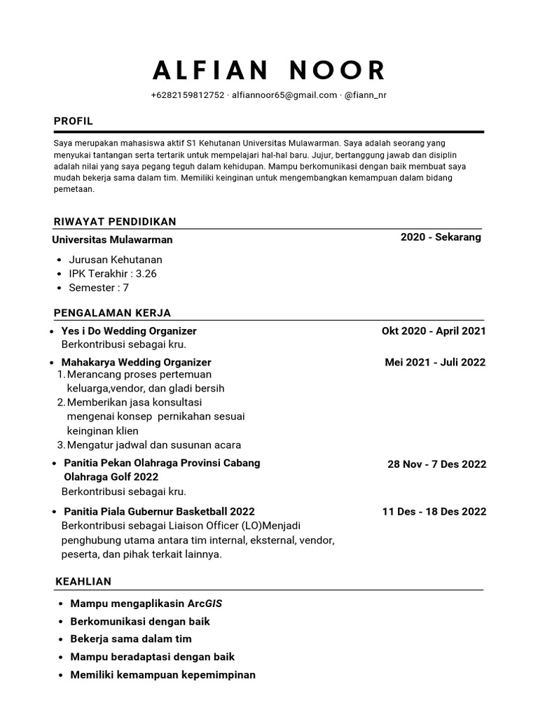 Alfian Noor CV | PDF | Karier & Perkembangan