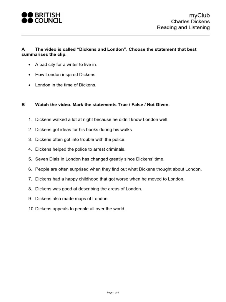 HIGHERCharles_Dickens_worksheet | PDF | Charles Dickens