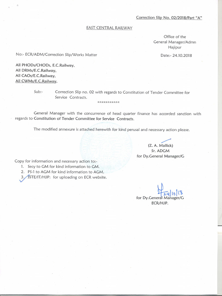 Correctio Slip 02 For Service Contract | PDF