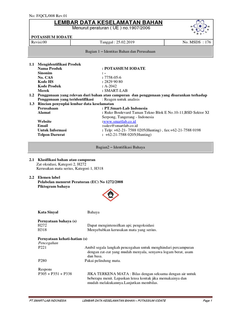 MSDS Potassium Iodate (Indo) | PDF