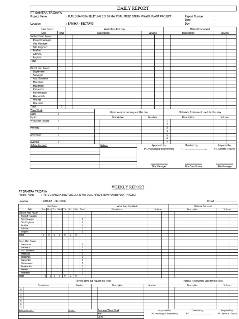 Form Daily Report | PDF | Power (Physics) | Nature