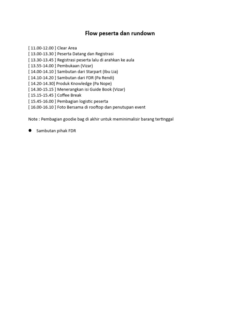 Rundown Acara dan Flow Peserta | PDF
