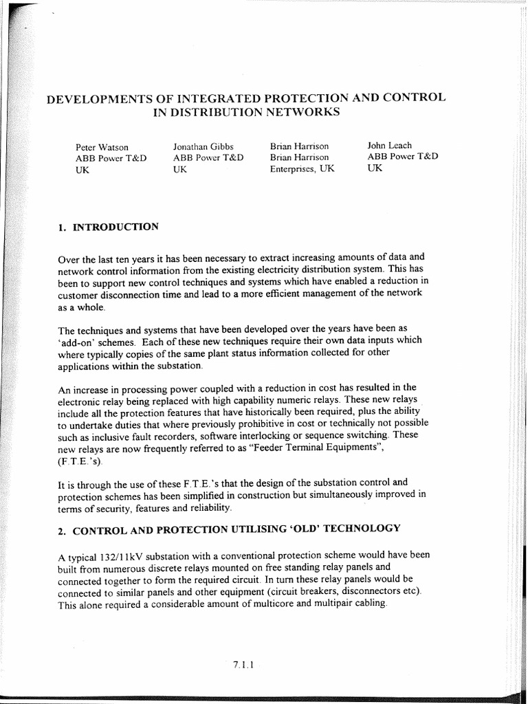 Developments of Integrated Protection and Control | PDF