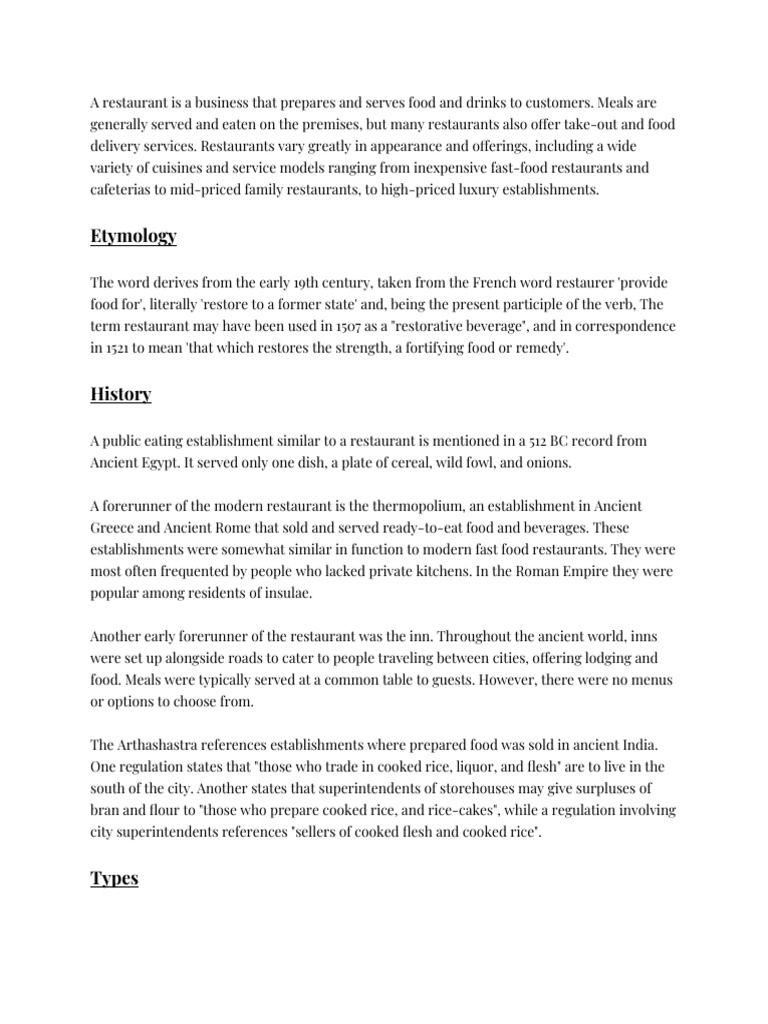 Restaurant Industry Overview | PDF | Restaurants | Food Industry