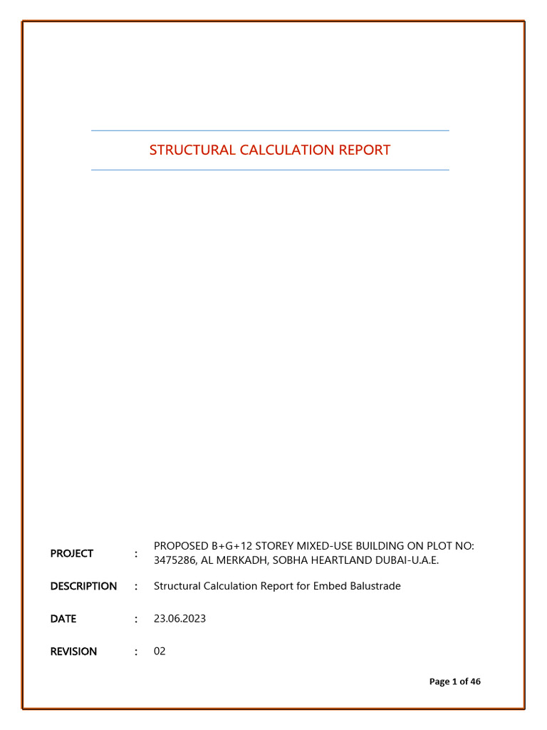 Structural Calculation of Embed Balustrade-R2 | PDF | Stress (Mechanics ...
