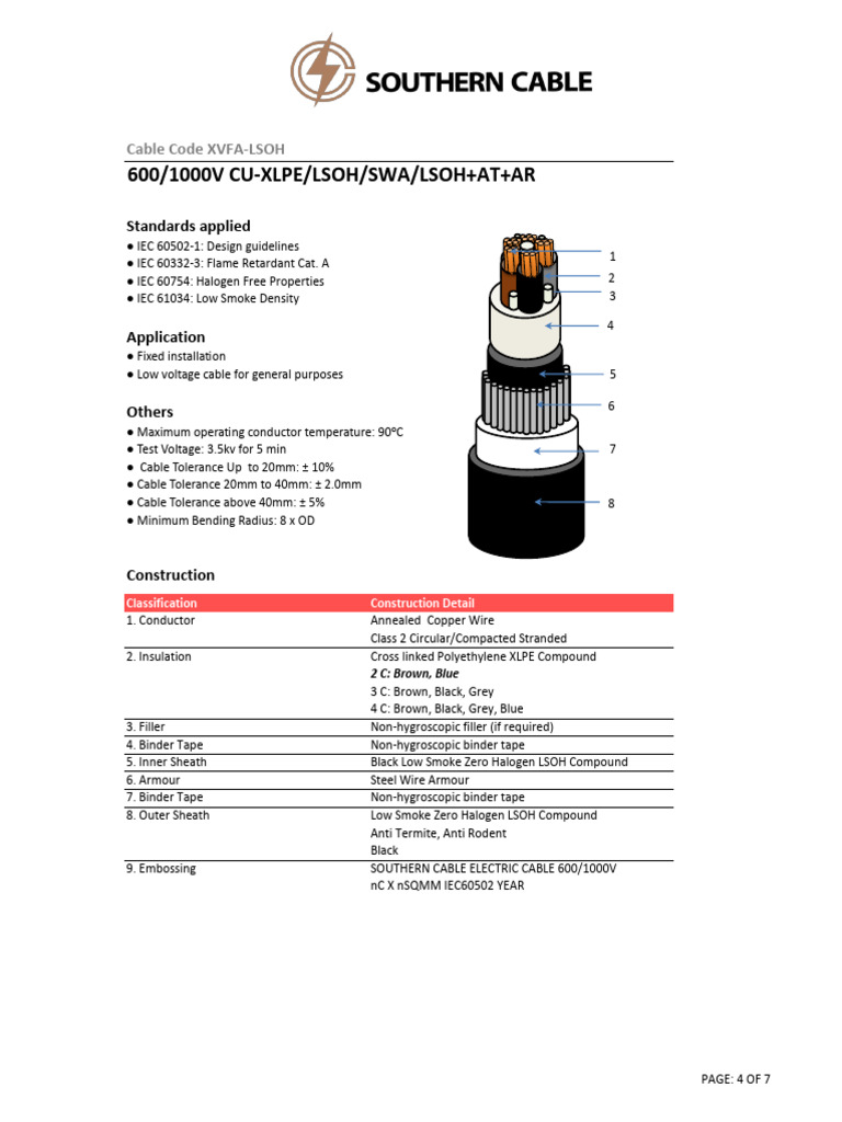 Low Voltage Cable Specs Guide | PDF | Electrical Conductor | Insulator ...