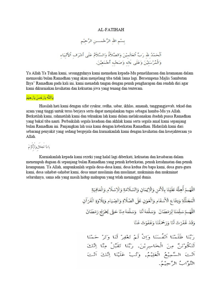 Doa IHYA'RAMADHAN | PDF | Agama & Spiritualitas | Pengembangan Diri