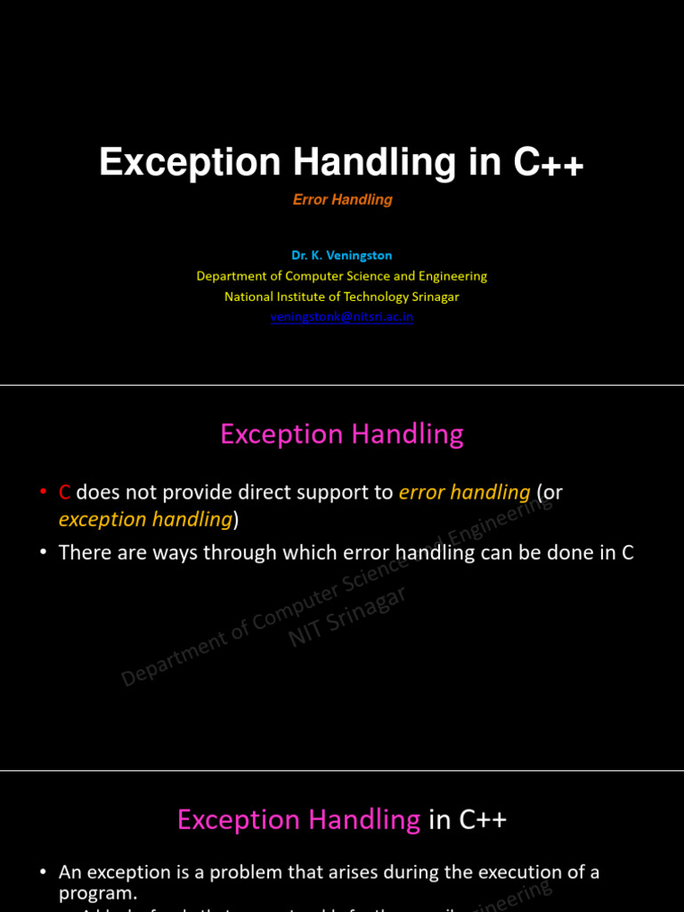 Exception Handling in C++ | PDF | C++ | Software Development