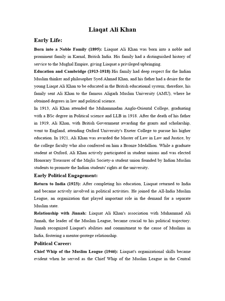 Liaqat Ali Khan | PDF | Pakistan