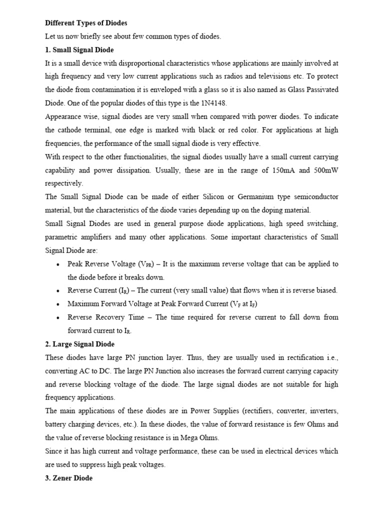 Different Types of Diodes | PDF