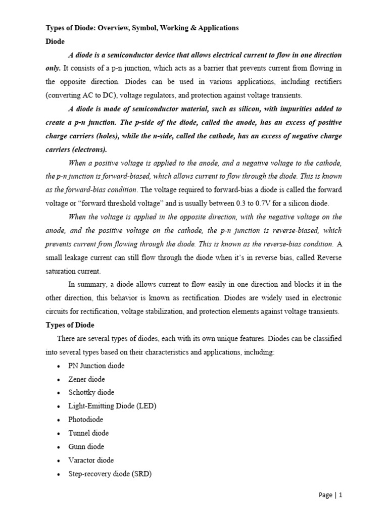 Types of Diode | PDF | Diode | P–N Junction