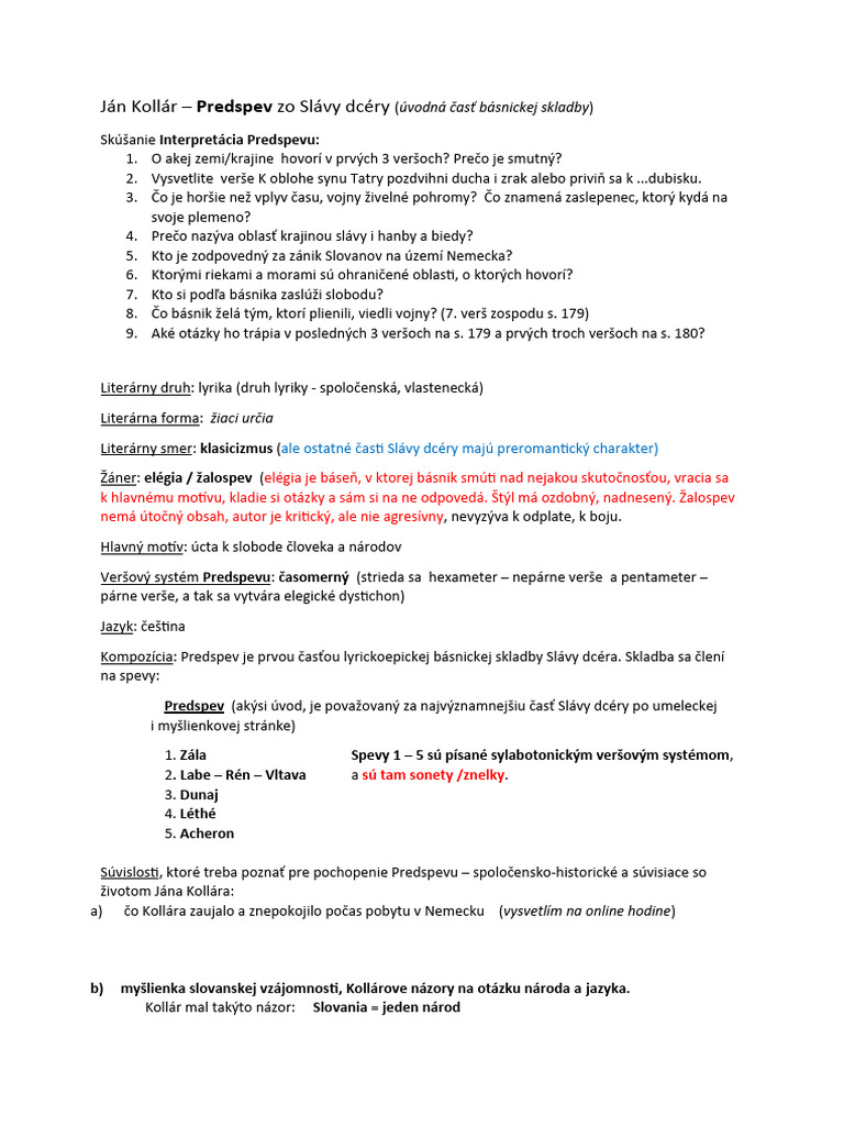 KollÃ¡r - Predspev | PDF