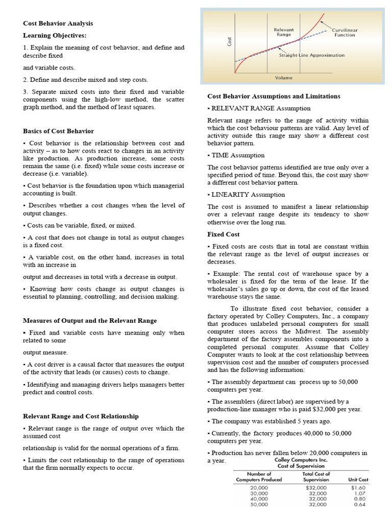 Cost Behavior Analysis Pdf Regression Analysis Least Squares