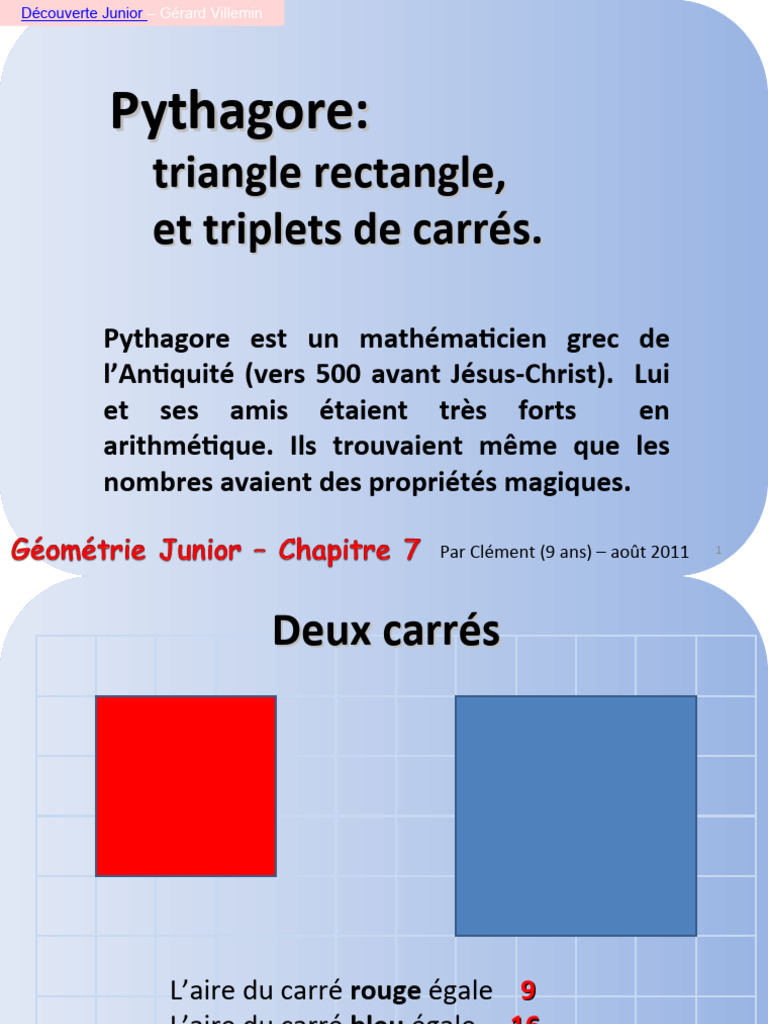 Pythagore et les triangles rectangles | PDF | Objets mathématiques ...