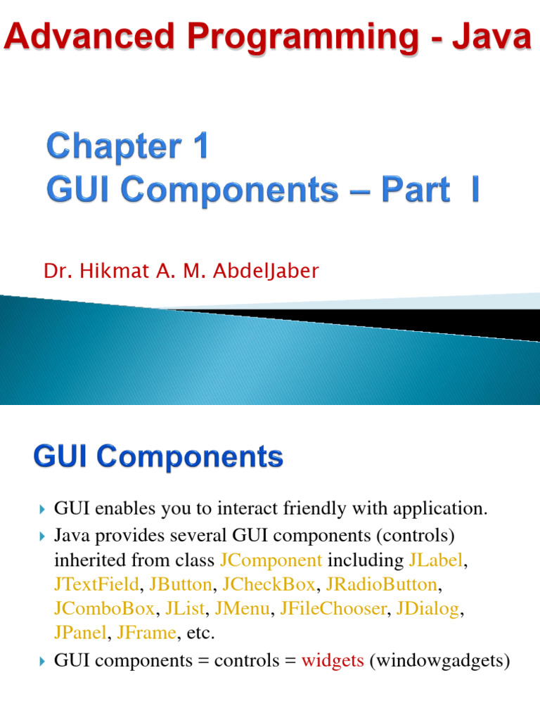 Advanced Programming - Java: Dr. Hikmat A. M. Abdeljaber | PDF | Object ...