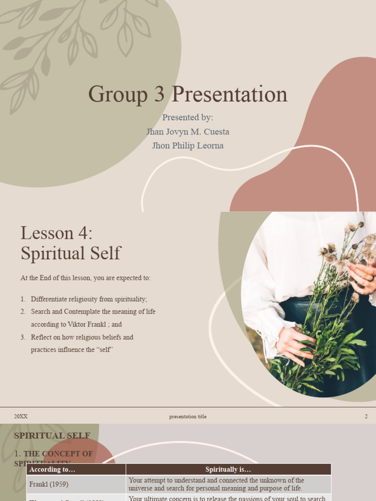 Group 3 Presentation (Lesson 4) | PDF | Spirituality | Meaning Of Life