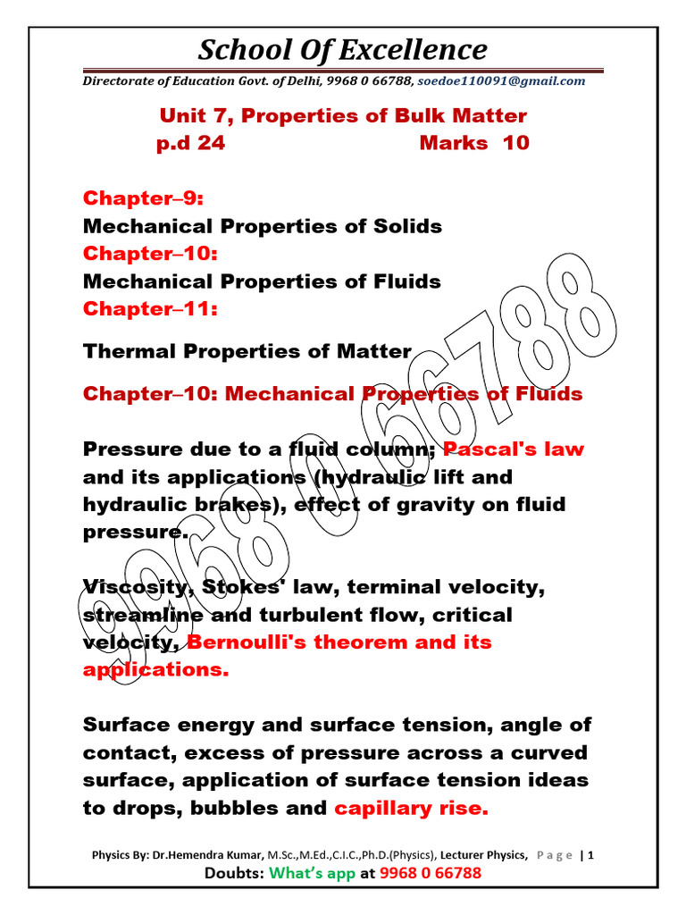 10xip21 Mechanical Properties of Fluids | PDF | Fluid Dynamics | Pressure