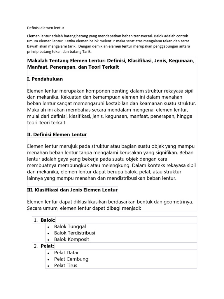 Definisi Elemen Lentur | PDF