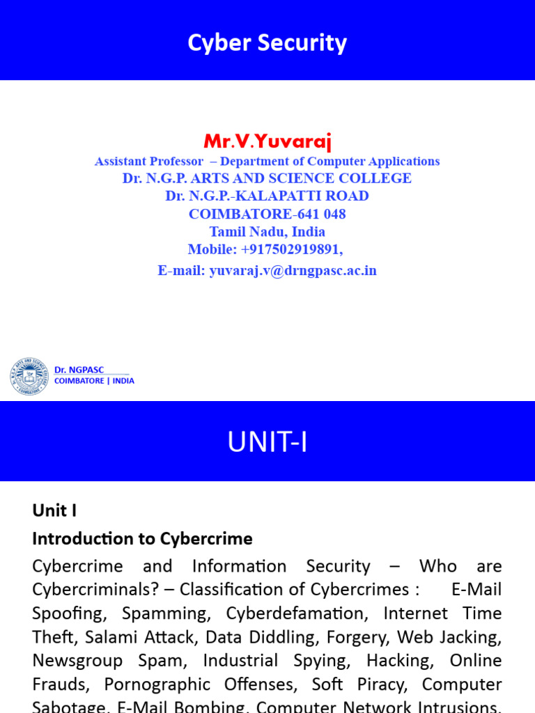 Cyber Security-Unit-I | PDF | Cybercrime | Spamming