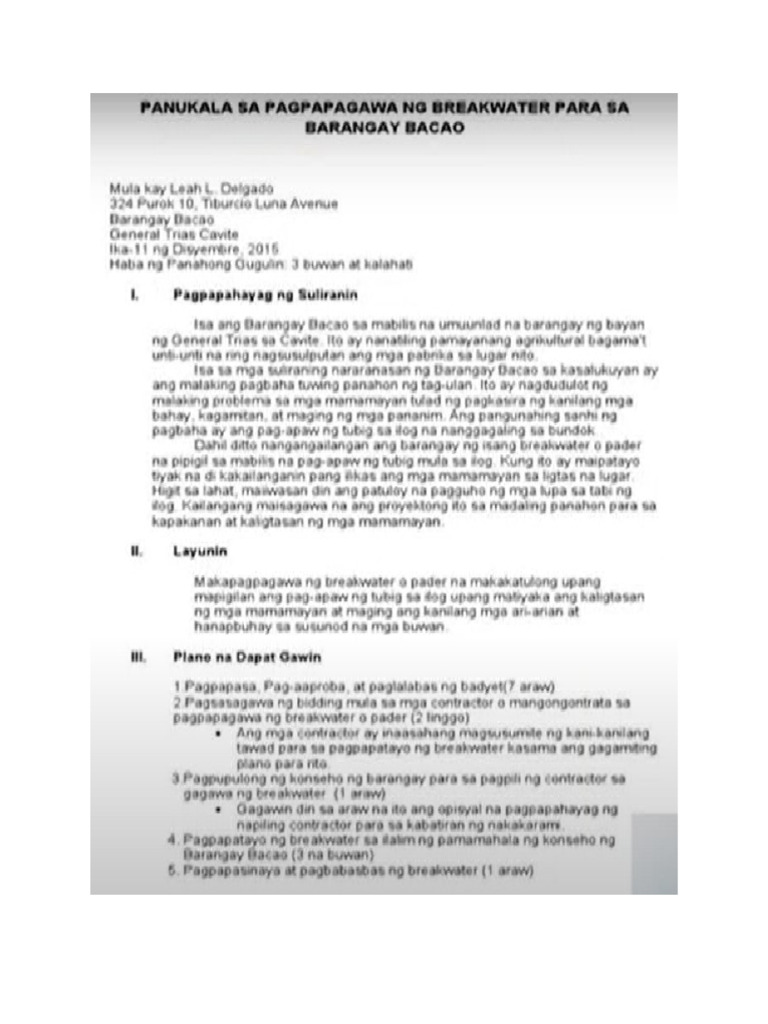 Format Panukalang Proyekto | PDF