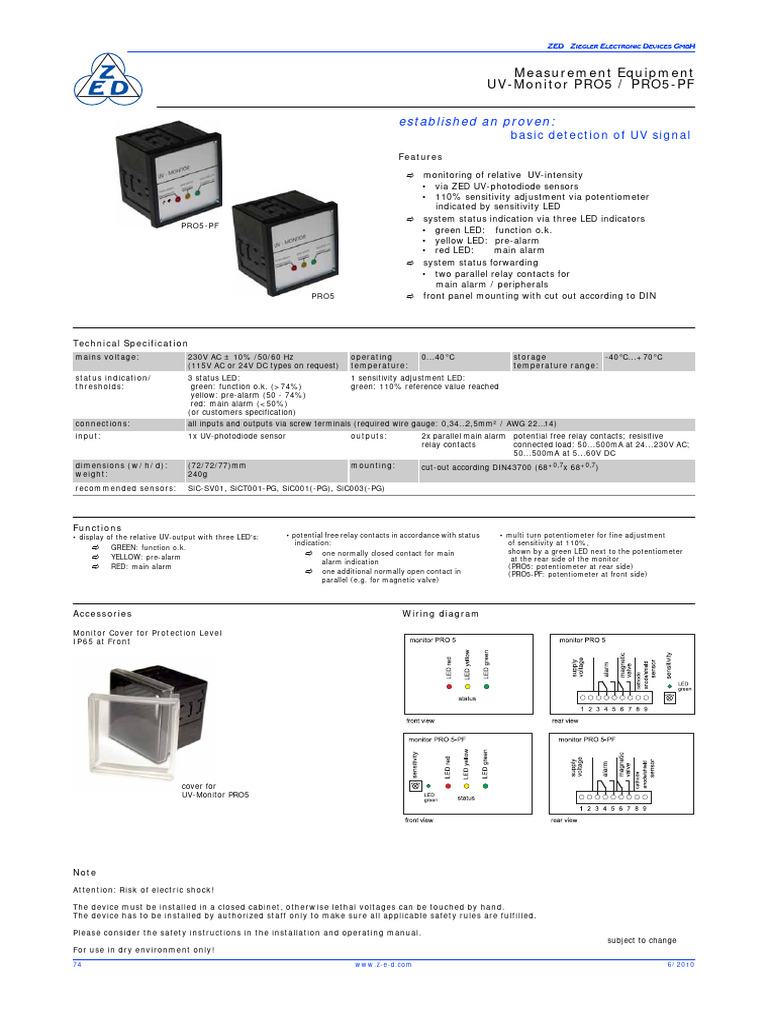 UV-Monitor PRO5 | PDF | Light Emitting Diode | Alternating Current