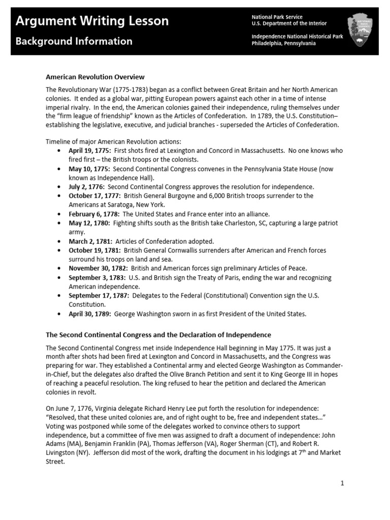American Revolution Overview v2 | PDF | United States Declaration Of ...