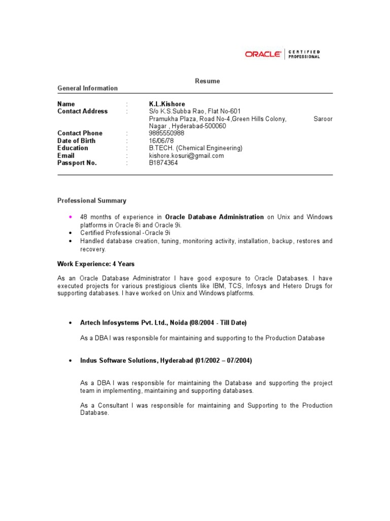 K L Kishore Oracle Dba Pdf Oracle Database Ibm Db2 2612