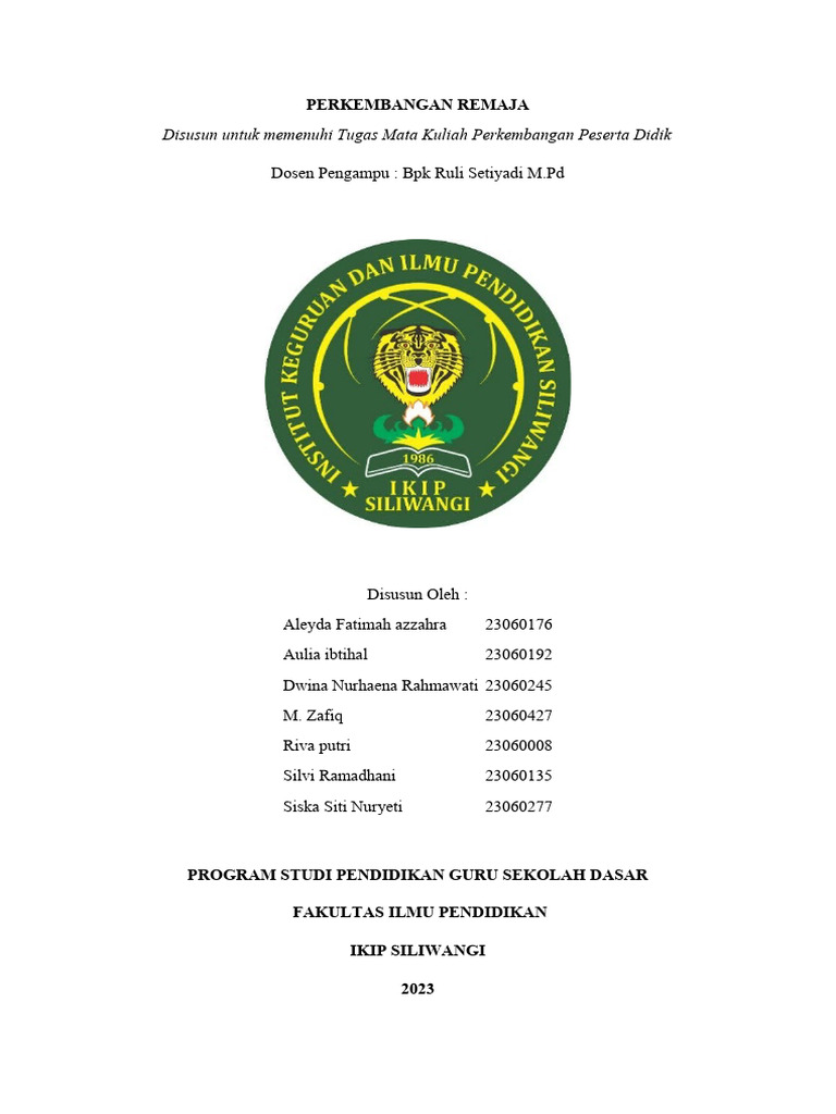 Ciri dan Tahap Perkembangan Remaja | PDF | Karier & Perkembangan