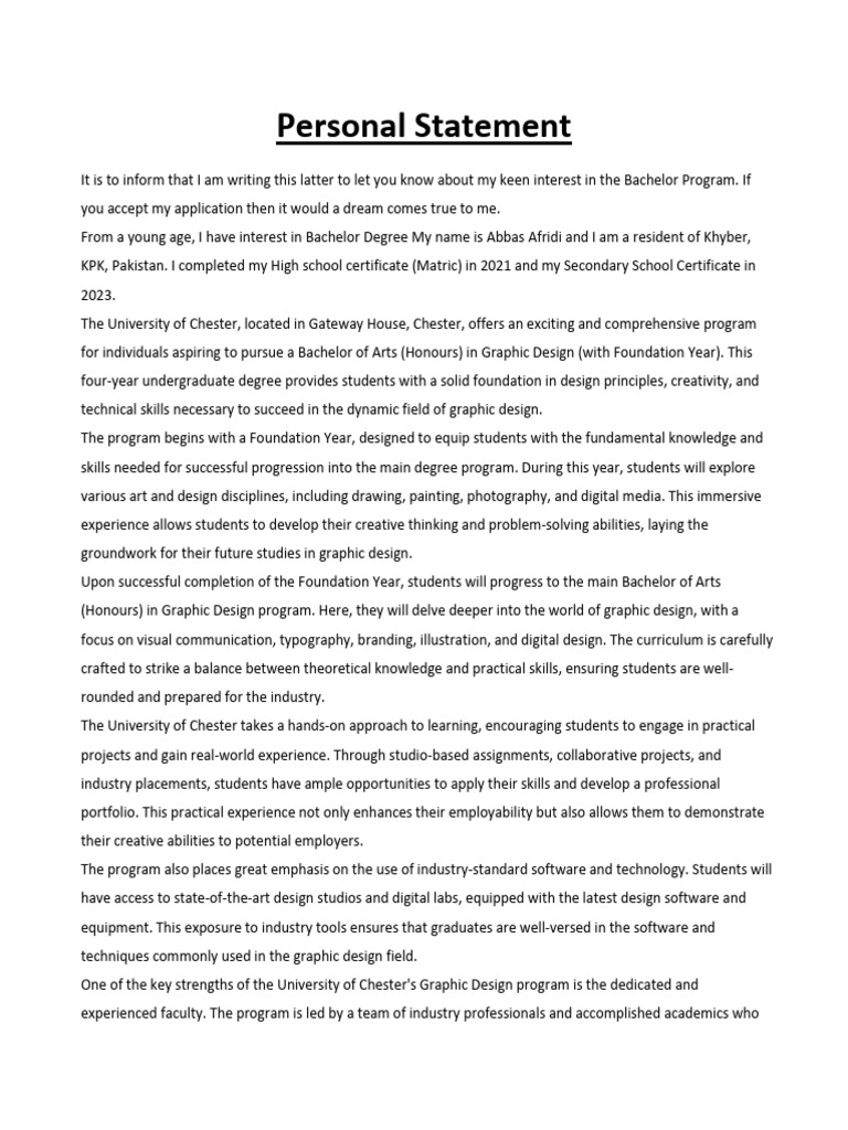 Personal Statement Uni Chester | Download Free PDF | Graphic Design ...