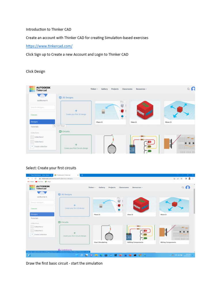 Day 1 Lab Manual - Simulation With ThinkerCAD | PDF | Resistor | Electrical Resistance And ...