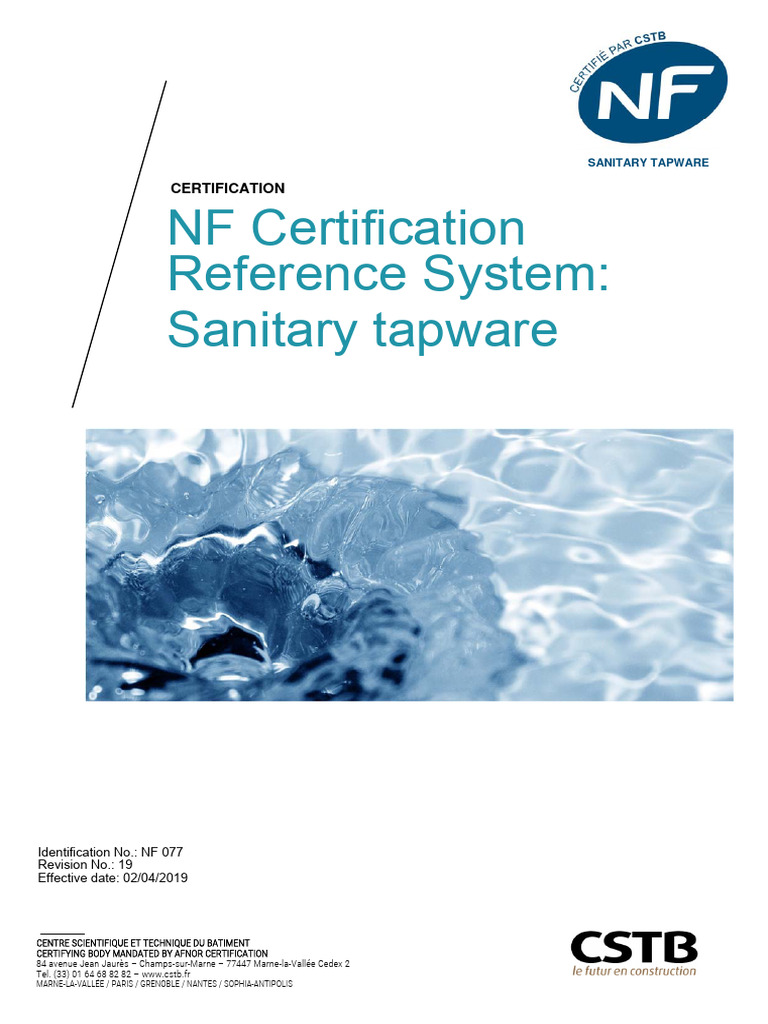 nf077 NF Certification Reference System Sanitary Tapware 020419 | PDF ...
